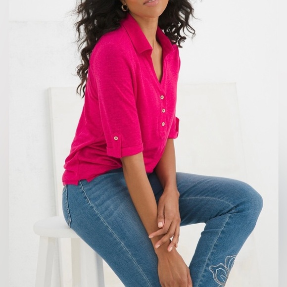 Chico's | Tops | Chicos Linen Utility Tee Xxl | Poshmark